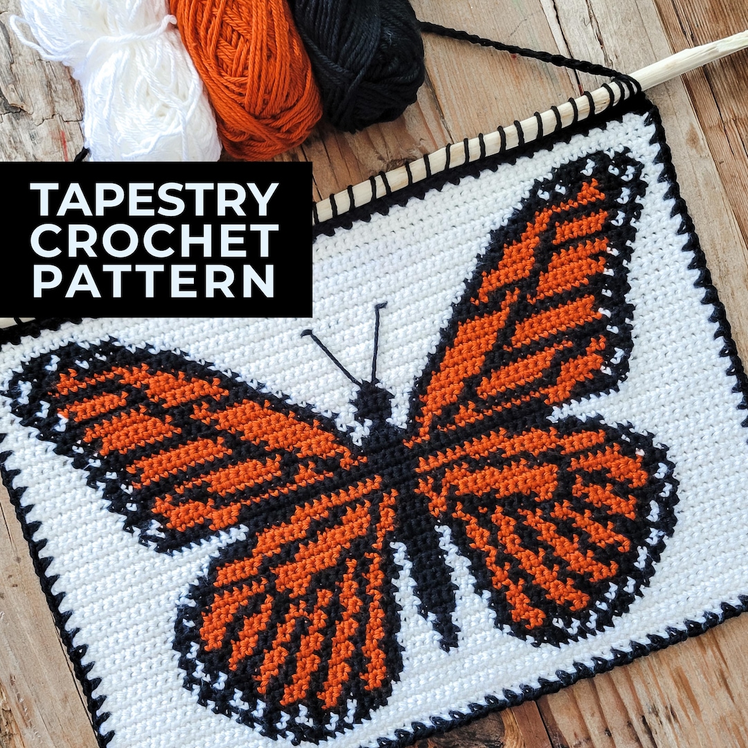 Monarch Butterfly Tapestry Crochet Pattern, Modern Nature Wall Hanging ...