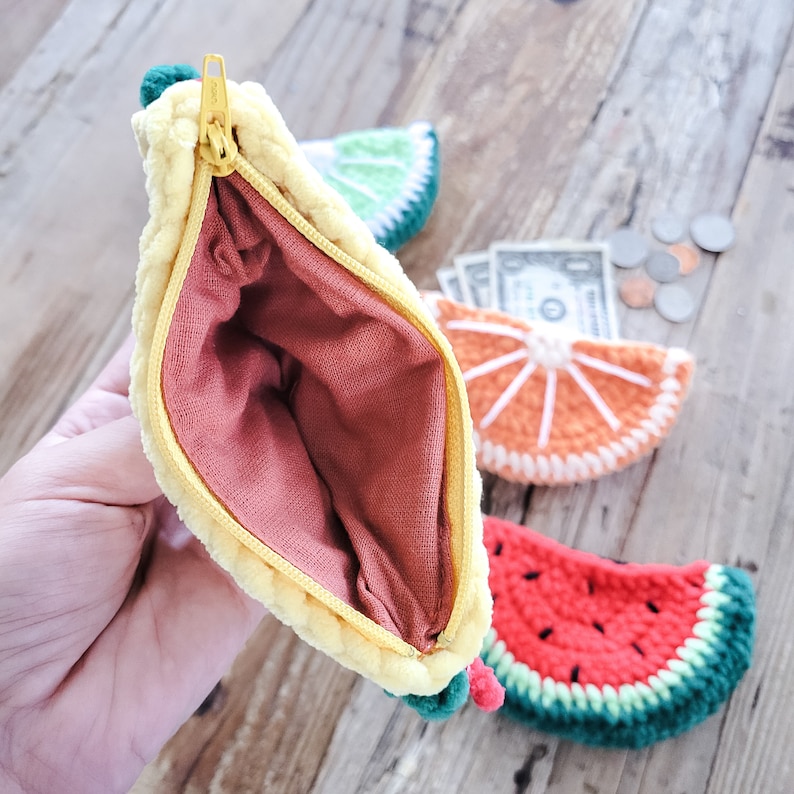 Cuddly Coin Purse Crochet Pattern, No-sew Zipper Pouch, Zippered Liner ...