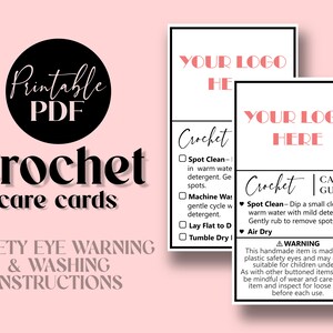 Editable Crochet Care Card Template: Washing Instructions (digital ...