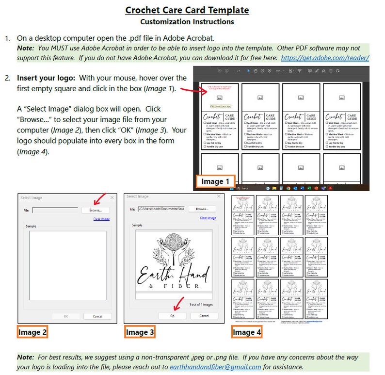 Editable Crochet Care Card Template: Washing Instructions (digital ...