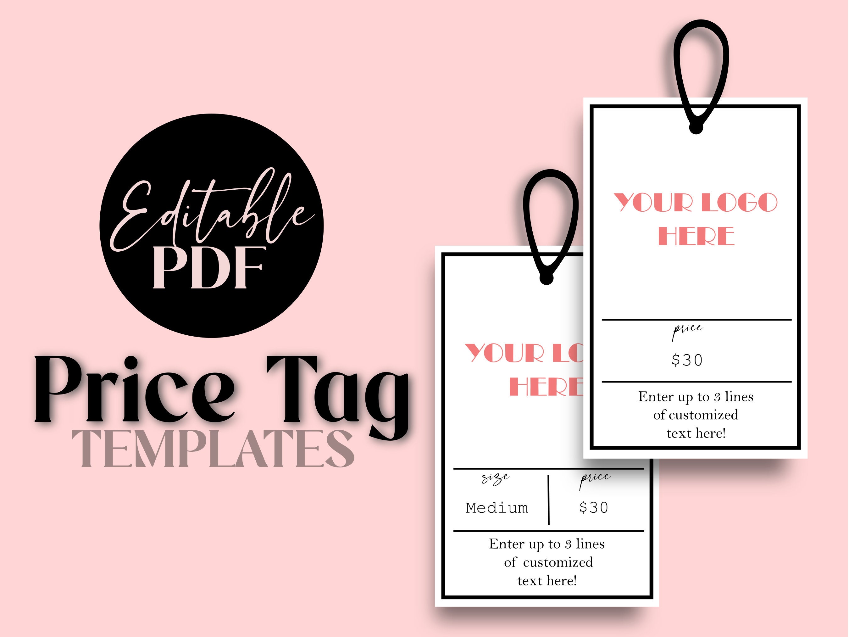 Custom Printable Price Tag Template Editable Boutique - Etsy Canada