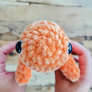 Tangerine Turtle Plushie, Crochet Chenille Plush, Sea Creature Stuffed ...