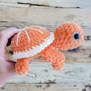 Tangerine Turtle Plushie, Crochet Chenille Plush, Sea Creature Stuffed ...