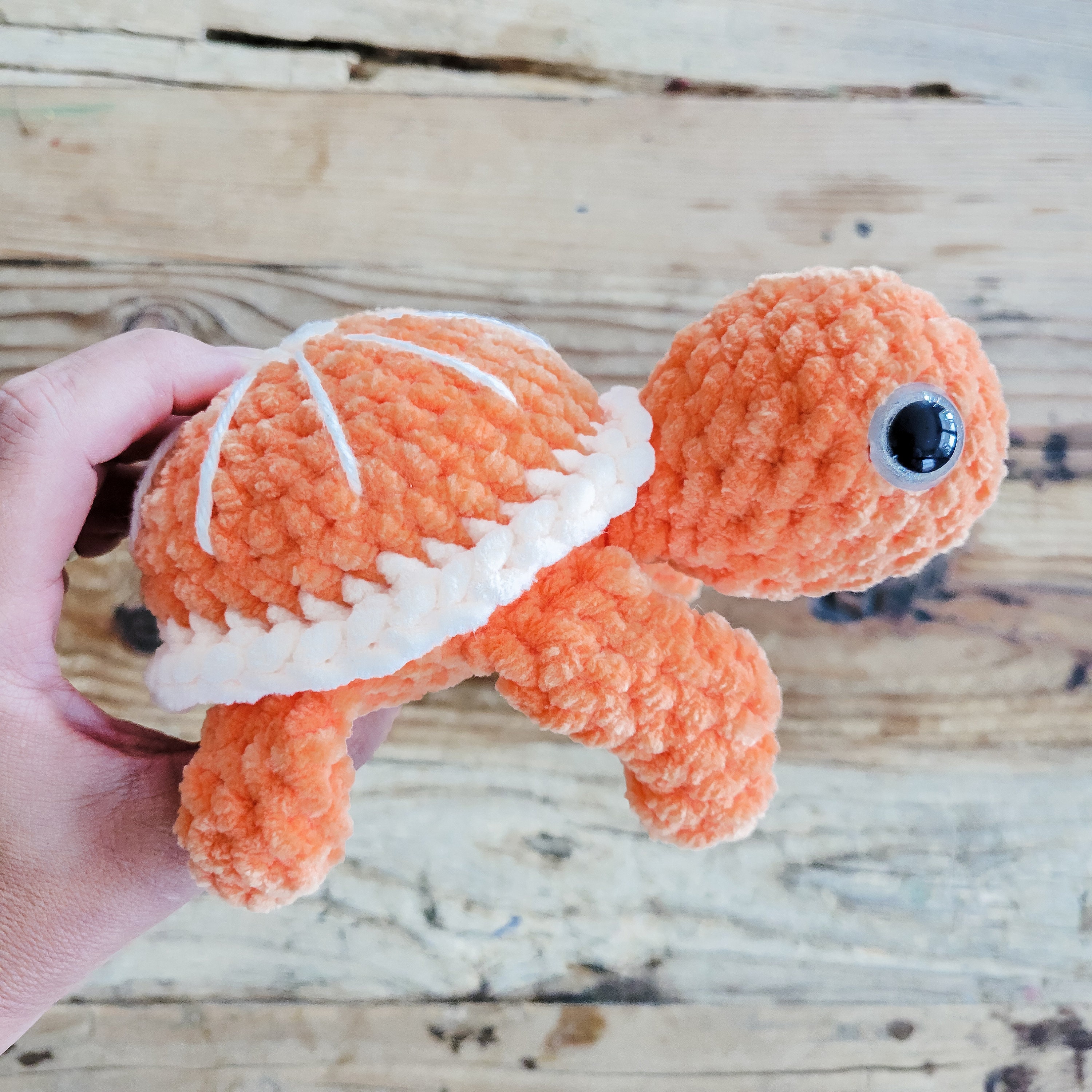 Tangerine Turtle Plushie Crochet Chenille Plush Sea Creature - Etsy