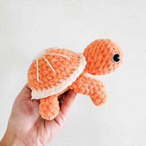 Tangerine Turtle Plushie, Crochet Chenille Plush, Sea Creature Stuffed ...