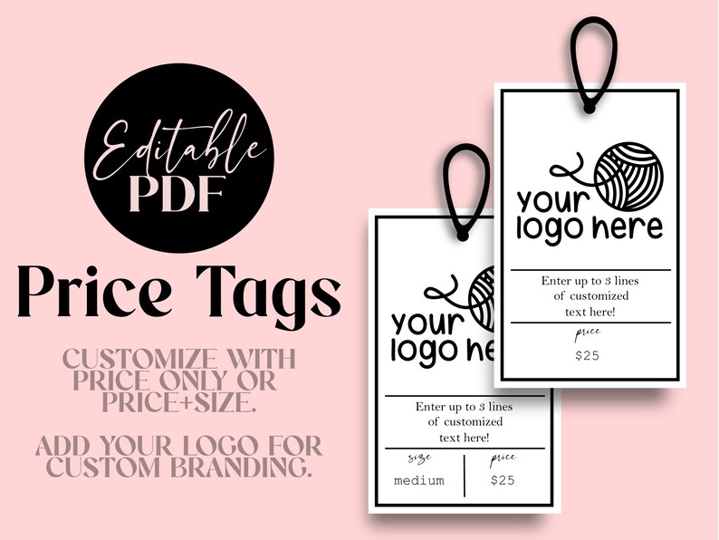 Custom Printable Price Tag Template: Boutique Clothing Labels (digital ...