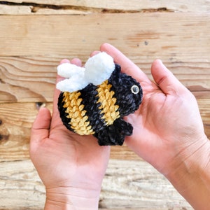 Velvet Bumble Bee Plushie, Soft Crochet Stuffy, Nursery Plush, Bee ...