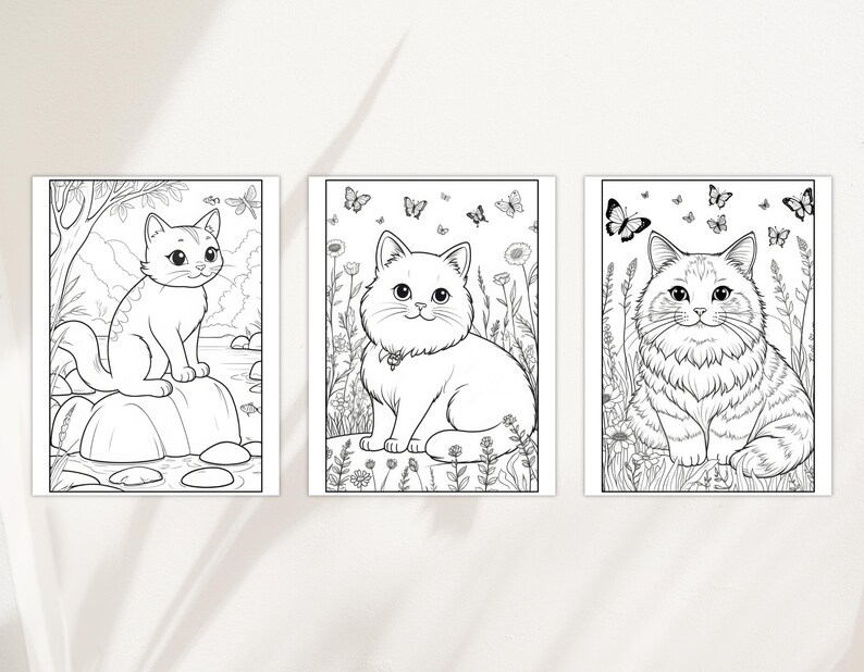 6 Cute Cat Printable Coloring Pages – Fun & Relaxing Activity for All ...