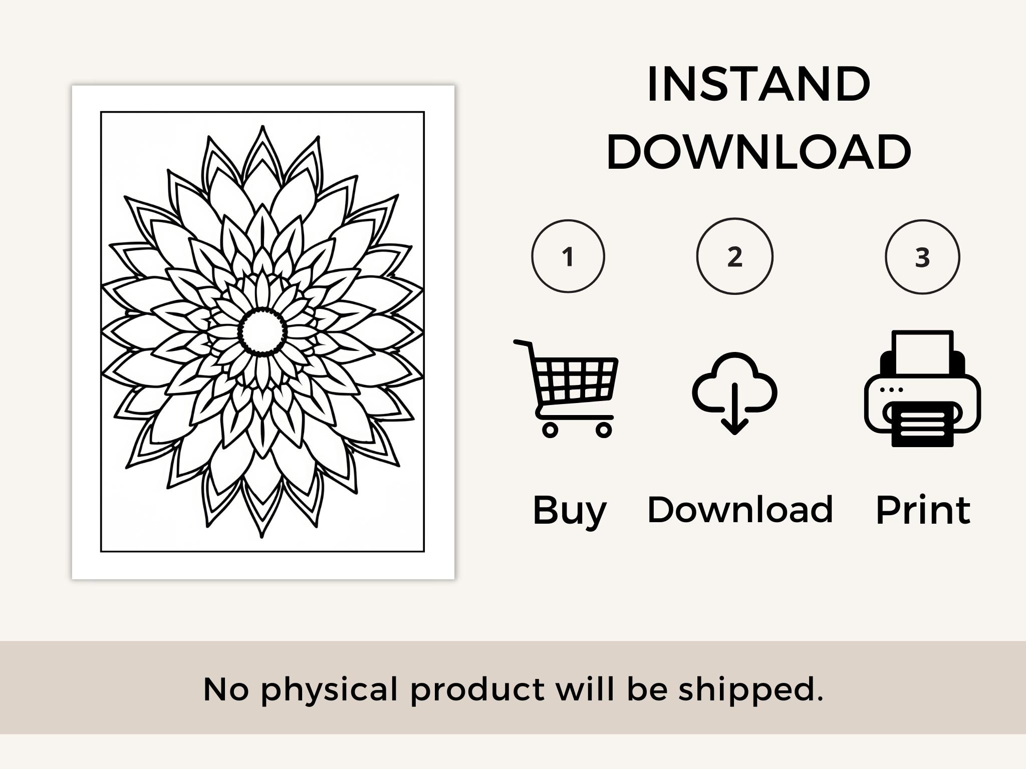 Printable Easy Mandala Coloring Book | 25 Pages | Stress Relief ...