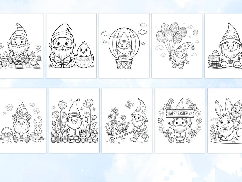 Easter Gnome Coloring Page - Cute Printable Holiday Fun | Relaxing ...