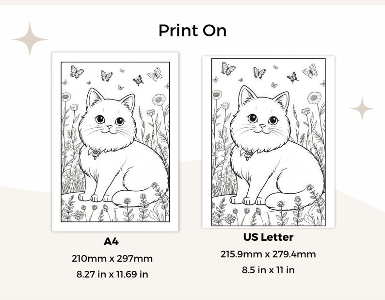 6 Cute Cat Printable Coloring Pages – Fun & Relaxing Activity for All ...