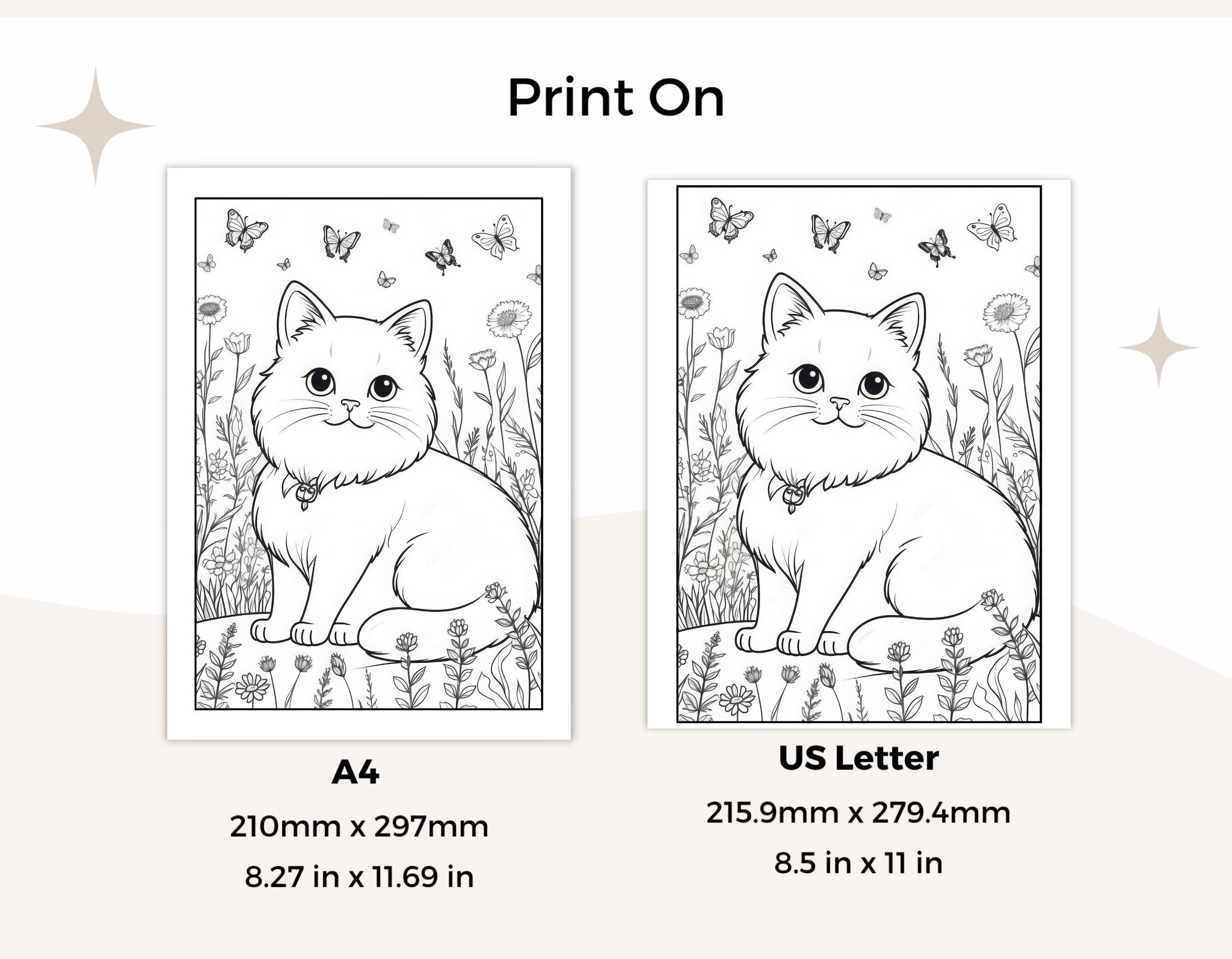 6 Cute Cat Printable Coloring Pages – Fun & Relaxing Activity for All ...