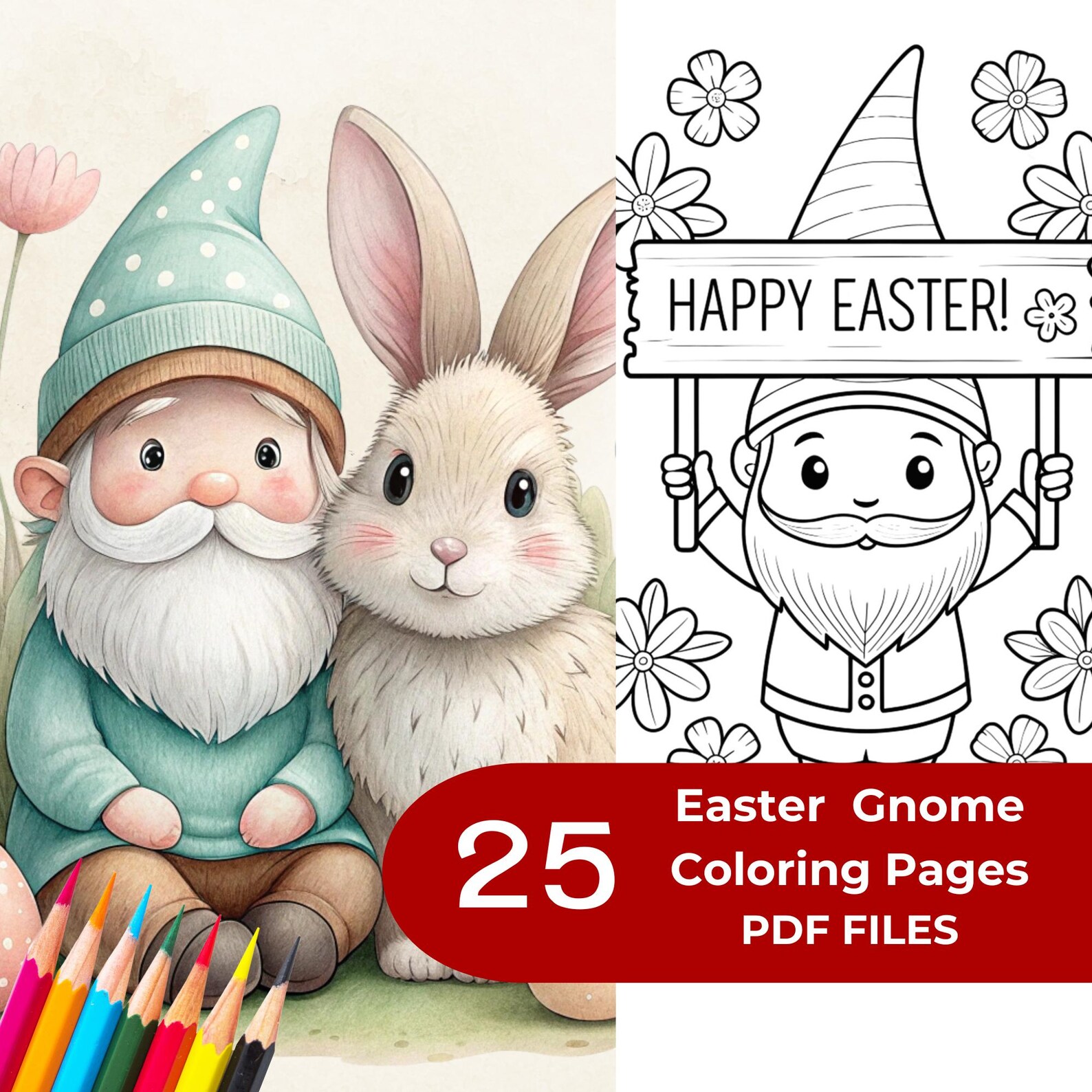 Easter Gnome Coloring Page - Cute Printable Holiday Fun | Relaxing ...
