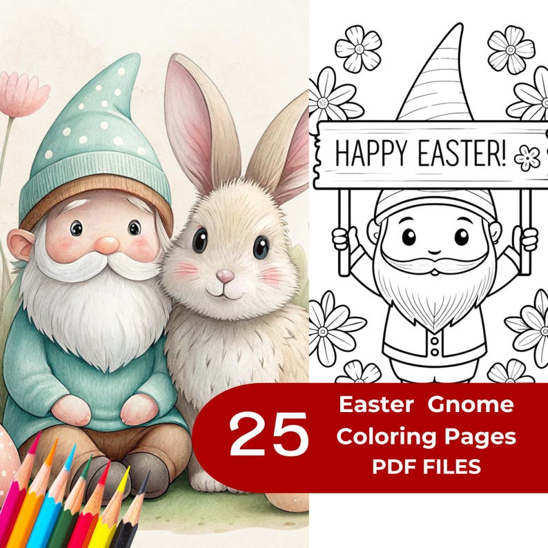 Easter Gnome Coloring Page - Cute Printable Holiday Fun | Relaxing ...