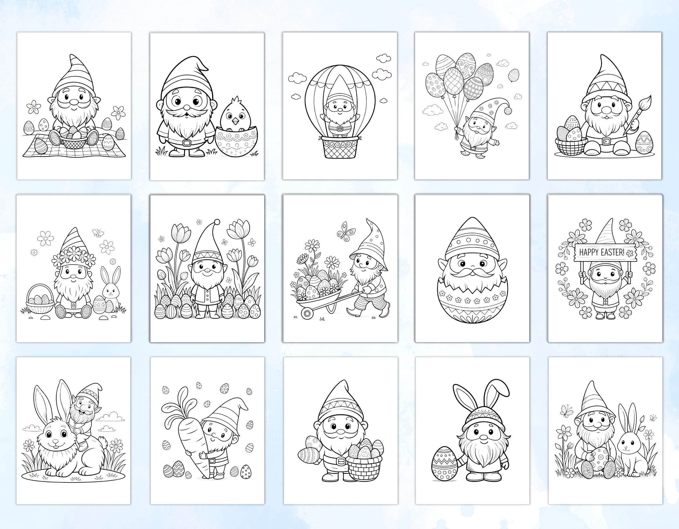 Easter Gnome Coloring Page - Cute Printable Holiday Fun | Relaxing ...