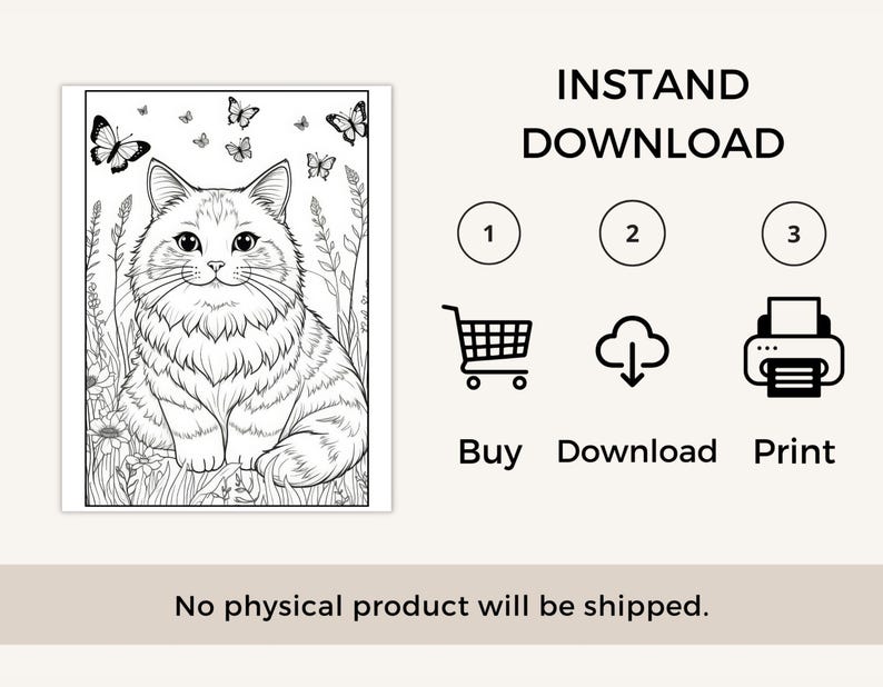6 Cute Cat Printable Coloring Pages – Fun & Relaxing Activity for All ...