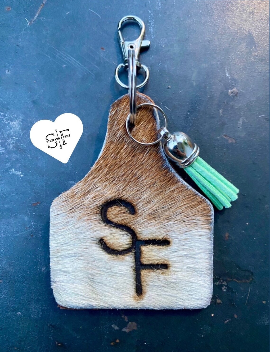 COWHIDE | Small Cattle Tag Keychain - Etsy