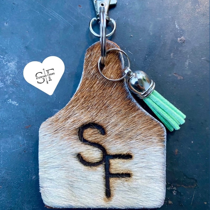 Cow Tag Keychain - Etsy