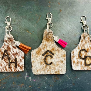 COWHIDE | Small Cattle Tag Keychain - Etsy