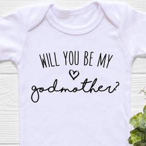 Will You Be My Godmother? Baby Onesie® - Cute Pregnancy Announcement Bodysuit - Godmother Onesie ...