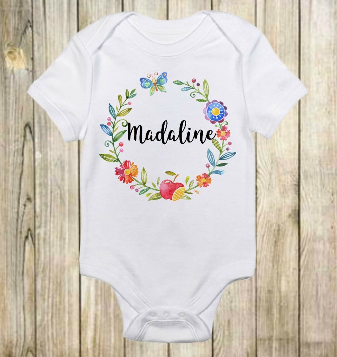 Personalized Floral Baby Clothes-custom Baby Bodysuit-baby Bodysuit ...