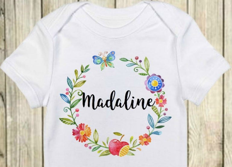Personalized Floral Baby Clothes Custom Baby Onesie Baby | Etsy