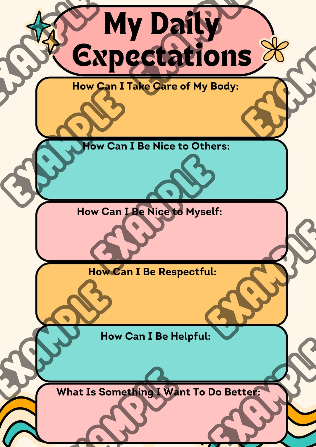 Editable Template Child Worksheet Kids Expectations Small Children's ...