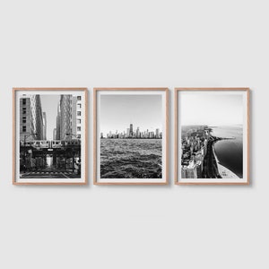 Chicago Print Set of 3 Prints Chicago Art Black and White Art Print ...