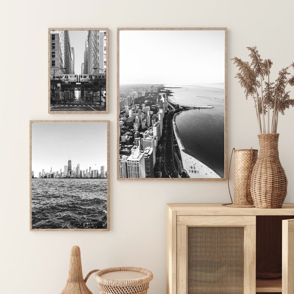 Chicago Print Set of 3 Prints Chicago Art Black and White Art | Etsy