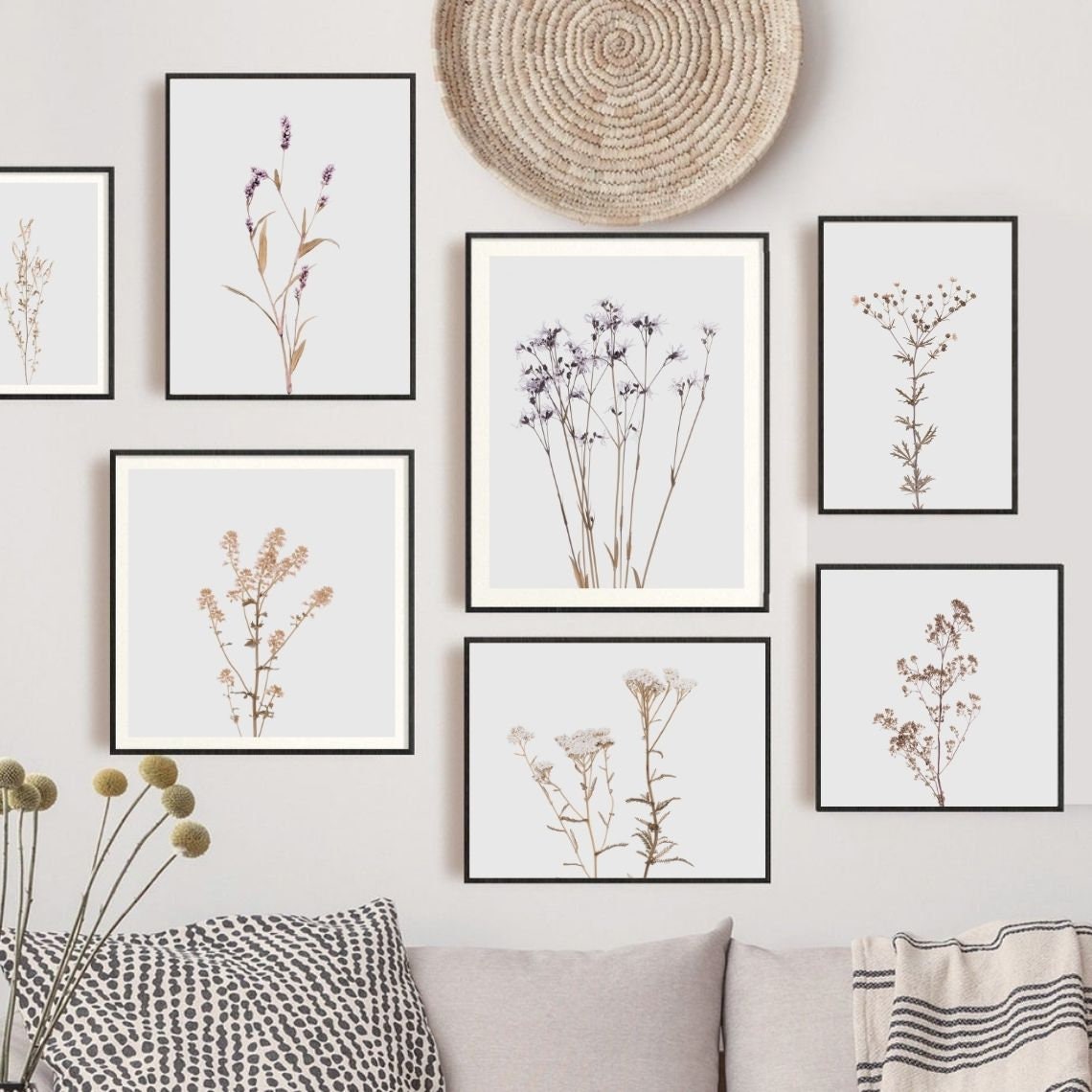 Floral print set of 6 Wildflower prints Botanical poster | Etsy