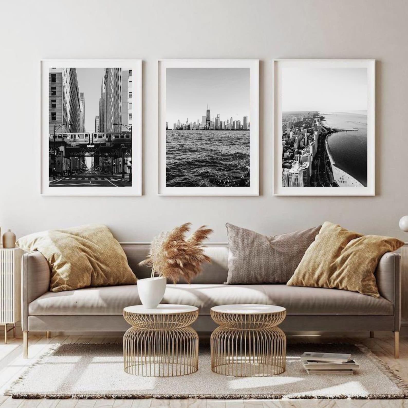 Chicago Print Set of 3 Prints Chicago Art Black and White Art Print ...
