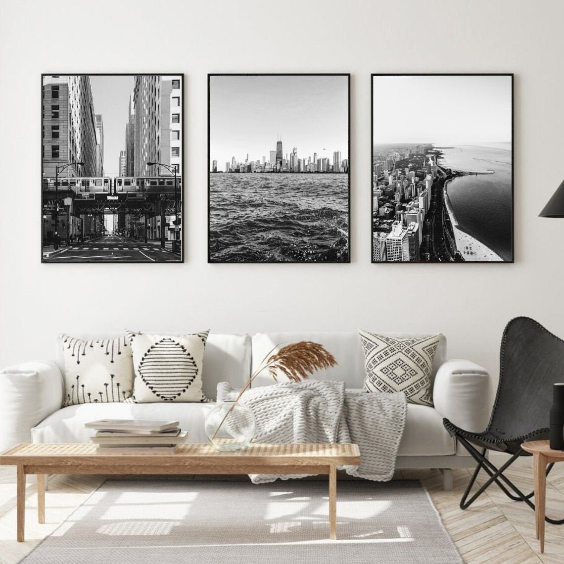 Chicago Print Set of 3 Prints Chicago Art Black and White Art | Etsy
