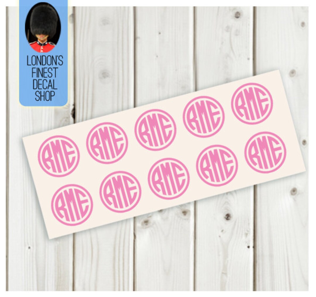 Set of 10 Small Monogram Vinyl Decals - Etsy