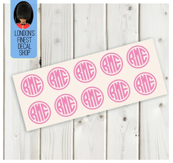 Set of 10 Small Monogram Vinyl Decals | Etsy