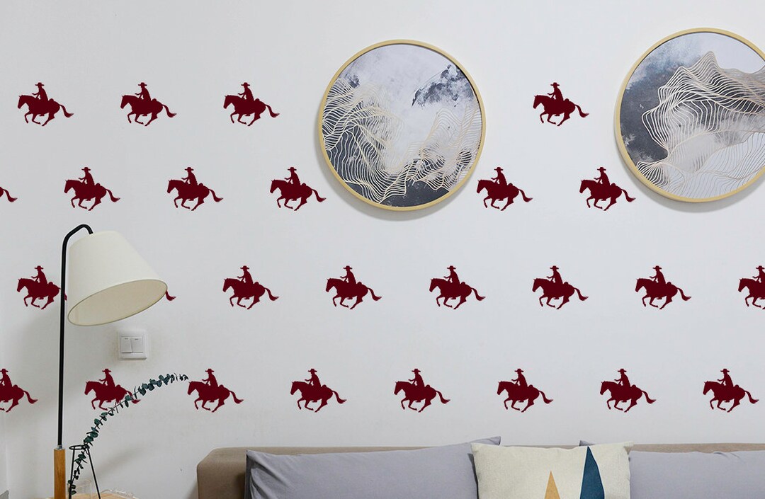 Rodeo Cowboy Modern Wall Pattern Vinyl Decal / Sticker Set for Home ...