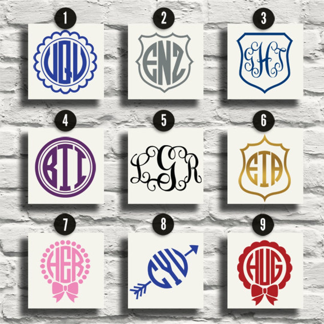 Monogram Initials Vinyl Decal for Phone / Laptop / Car / Even Surface ...