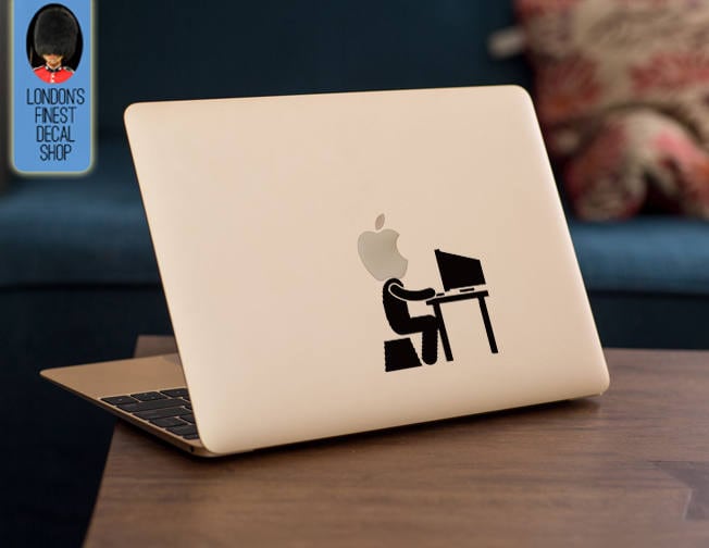 Apple as Head on Computer Macbook Vinyl Decal Sticker / | Etsy