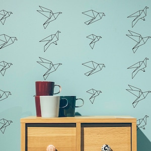 Geometric Origami Birds - Modern Wall Pattern Vinyl Decal / Sticker Set ...