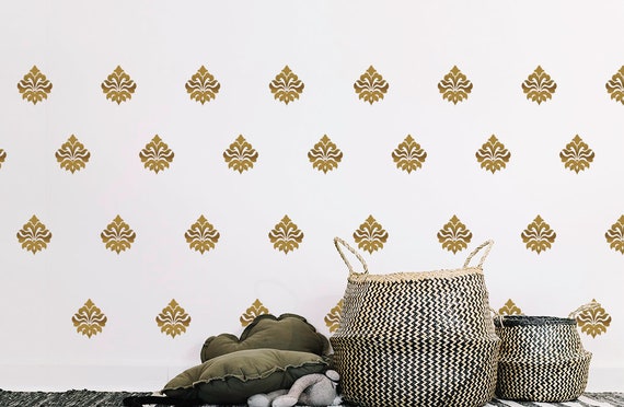 Damask Modern Wall Pattern Vinyl Decal / Sticker Set for | Etsy