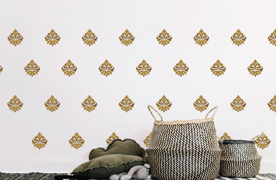 Damask Modern Wall Pattern Vinyl Decal / Sticker Set for | Etsy