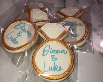 Engagement Wedding Ring Cookies Wedding Shower Cookies Engagement Party ...