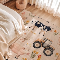 Farm Rug, Kids Room Rug, Farm Roads and Fields Vegetable Themed Nonslip ...