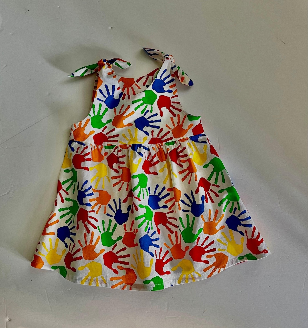 Girls' Colorful Handprint Dress: Autism Awareness, Summer Sundress - Etsy
