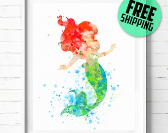Princess Ariel Art Print Ariel Little Mermaid Watercolor