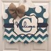 Polka Dot Chevron Monogram Welcome Door Hanger Sign, Monogram Door ...