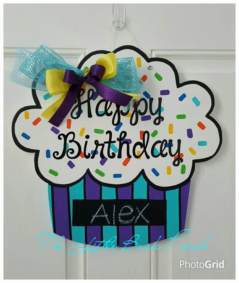 Birthday Door Hanger, Cupcake Door Hanger, Birthday Door Hanger, Happy ...