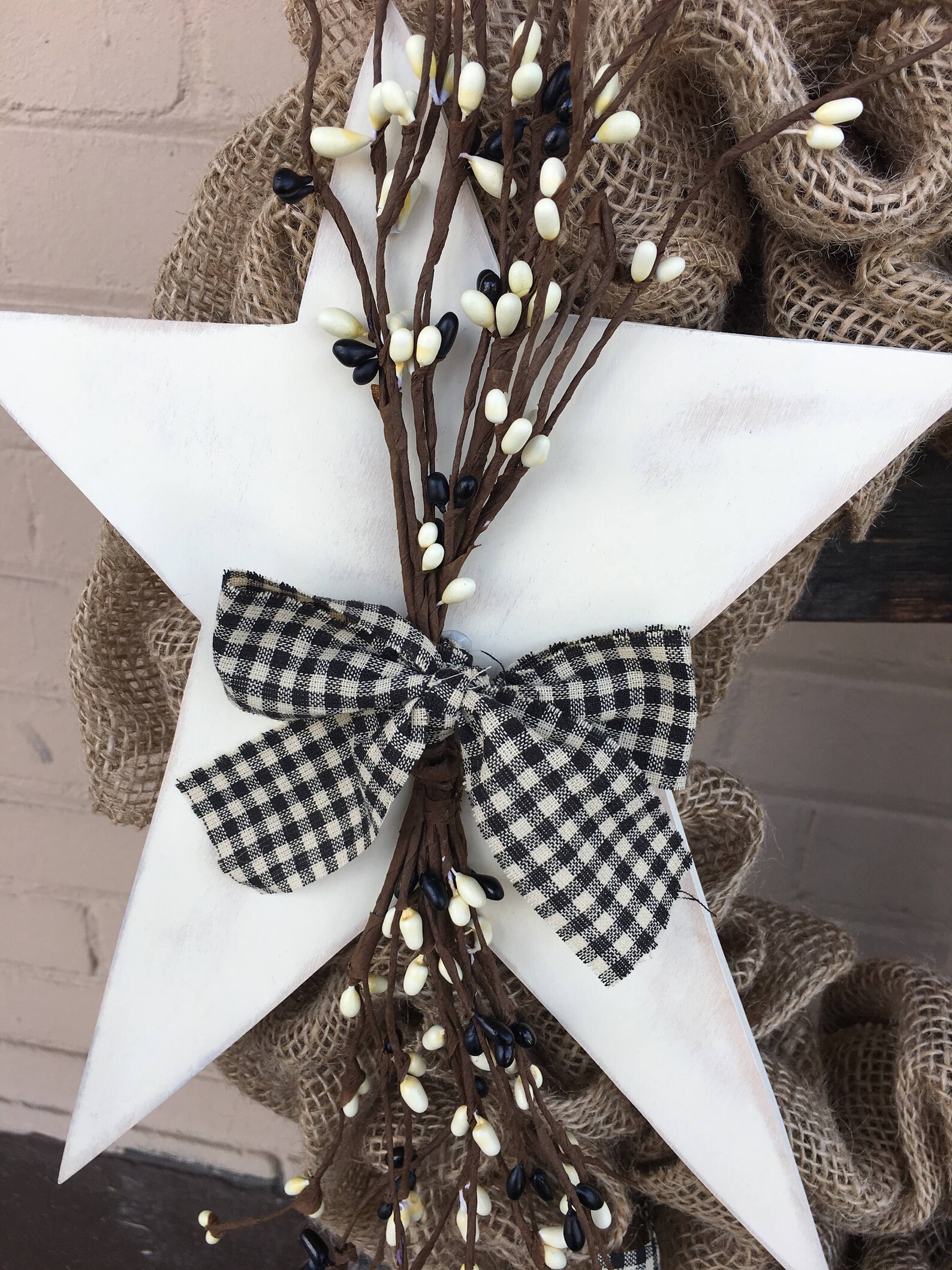 Rustic Burlap Wreath Primitive Burlap Wreath Pip Berry - Etsy Norway