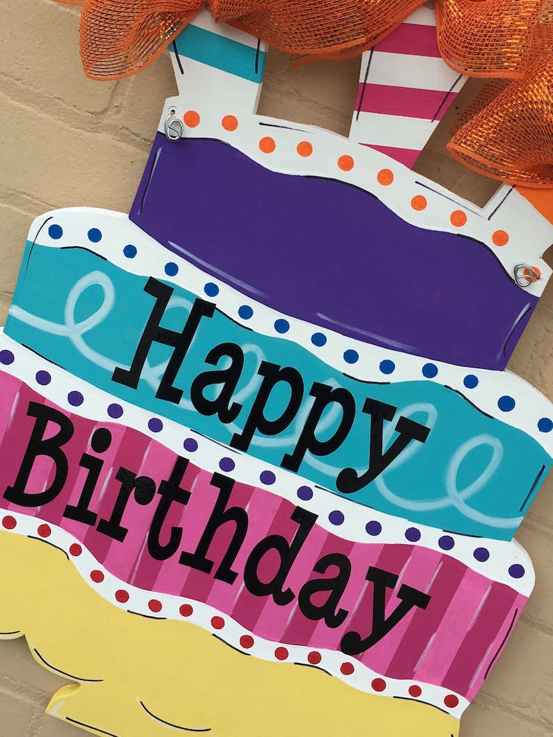 Happy Birthday Door Hanger, Birthday Cake Door Hanger, Birthday Door ...