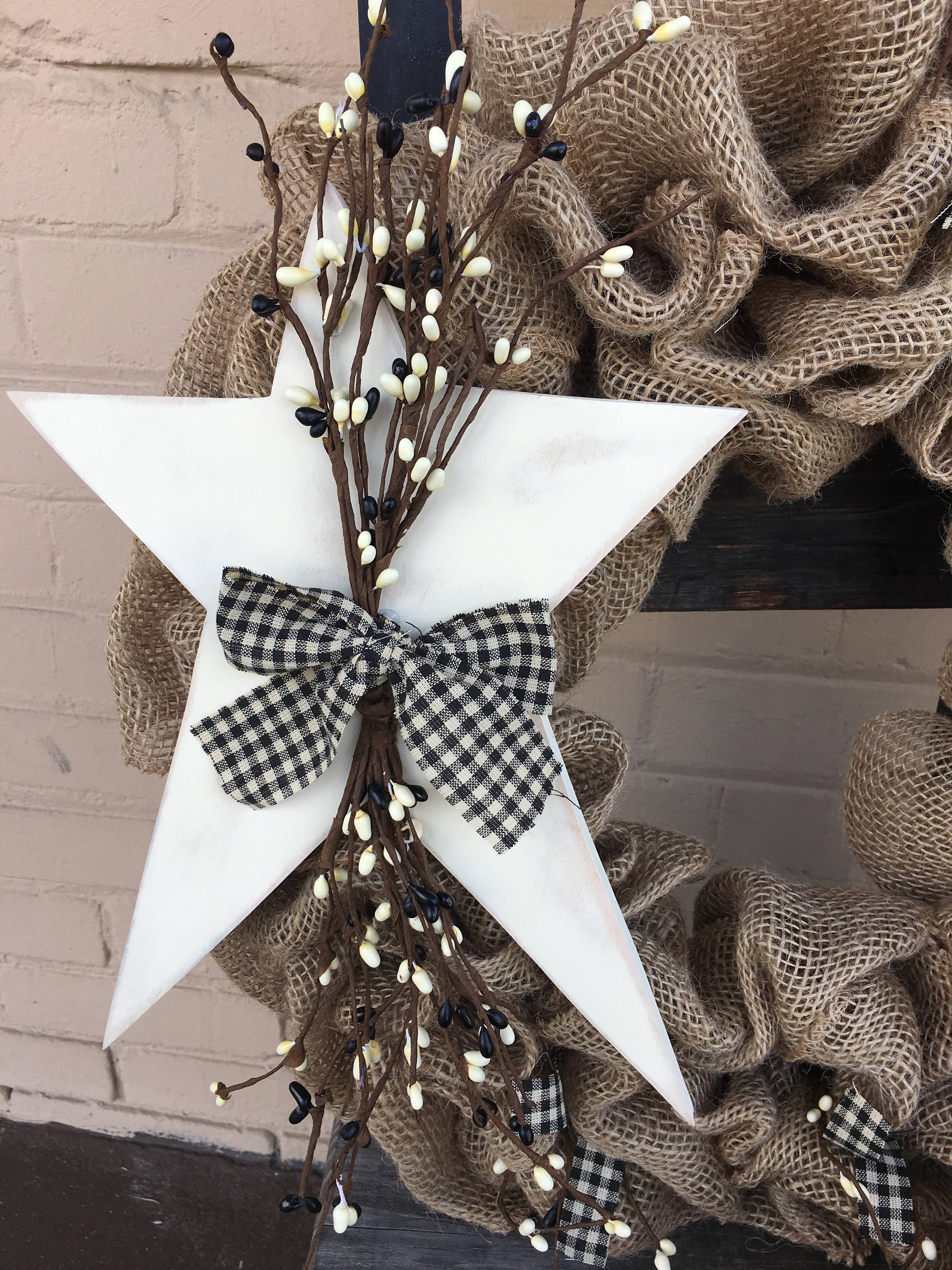 Rustic Burlap Wreath Primitive Burlap Wreath Pip Berry - Etsy Norway
