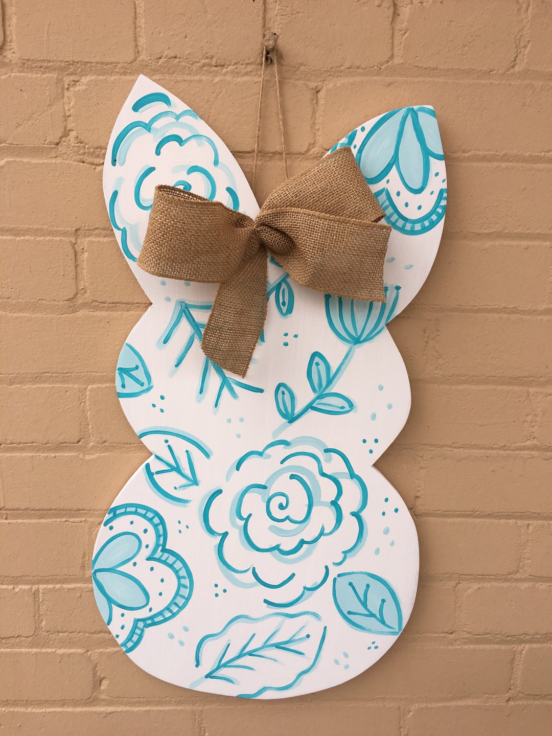 Bunny Door Hanger, Floral Bunny, Spring Door Hanger, Spring Door Decor ...